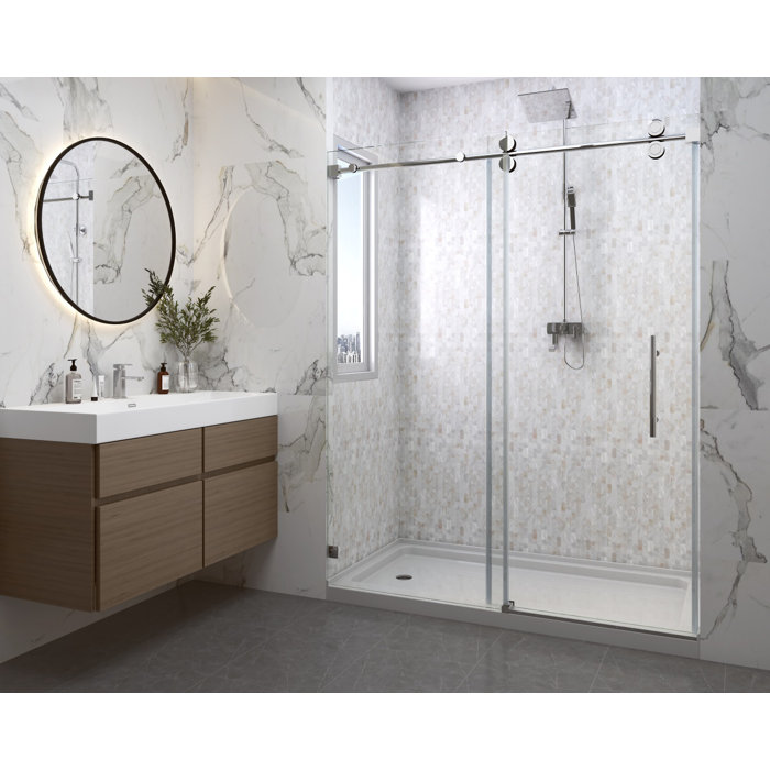 iGlass Shower Door 56"-60" W x 76" H Single Sliding Frameless Shower Door | Wayfair